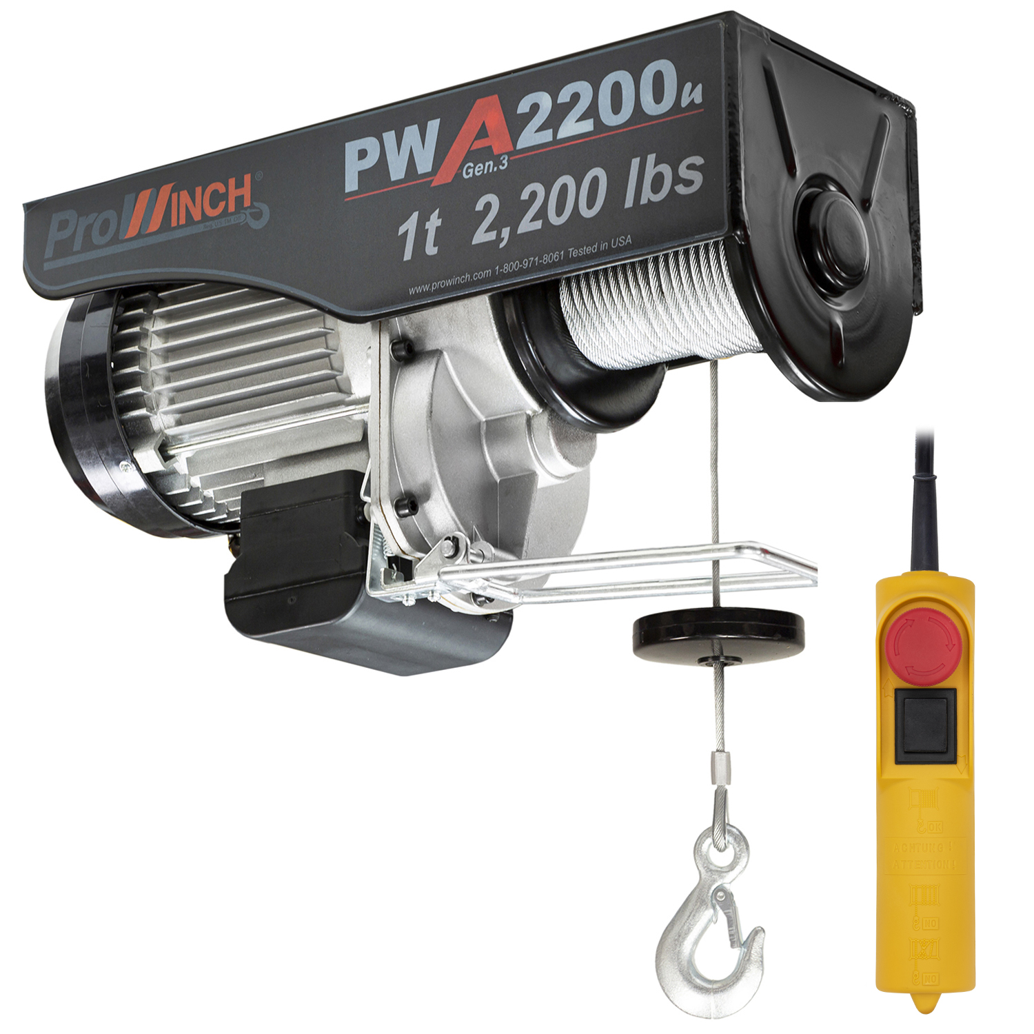 1 Ton Electric Wire Rope Hoist 2,200 lbs. 38 ft. 110V - Fortis Alloy Mexico