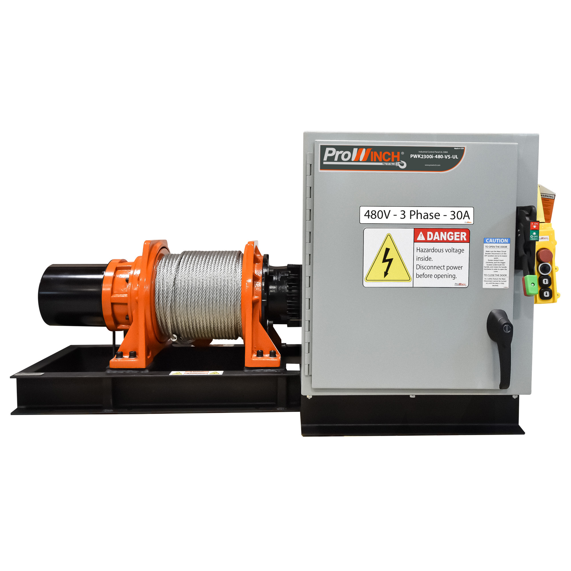 2300 lb Heavy Duty Winch 480V 3 Phase SEW UL Motor UL508A Control ...